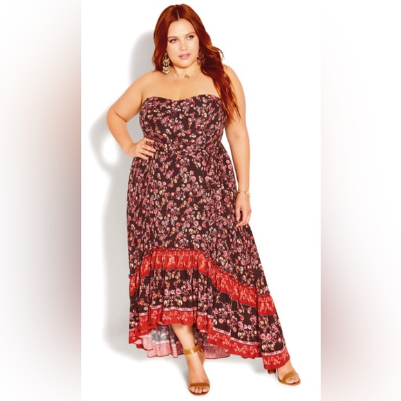 City Chic | Dresses | City Chic Starling Reine Floral Charm Black New ...